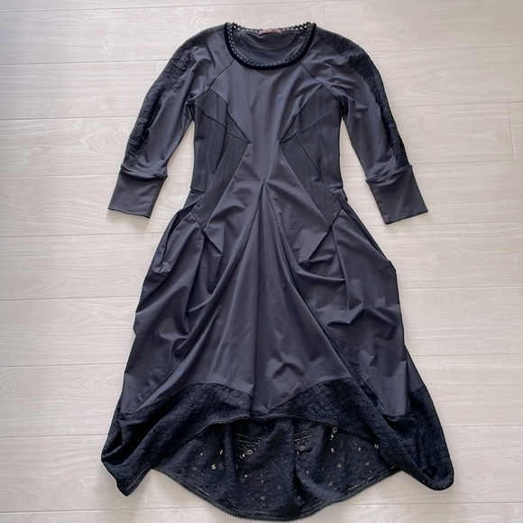 High Tech | Dresses | High Tech Black Stretch Nylon Midi Dress | Poshmark